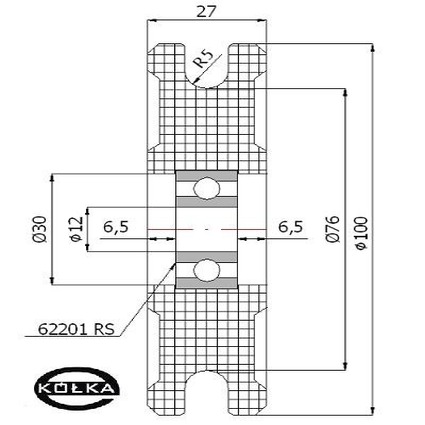 Rolka fi.100mm tworzywowa profilowana ułożyskowana C100/10Ł | E-kolka ...